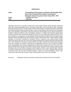 KOMUNIKASI INTERPERSONAL LONG DISTANCE RELATIONSHIP STUDI KASUS PADA PASANGAN DI KECAMATAN ...